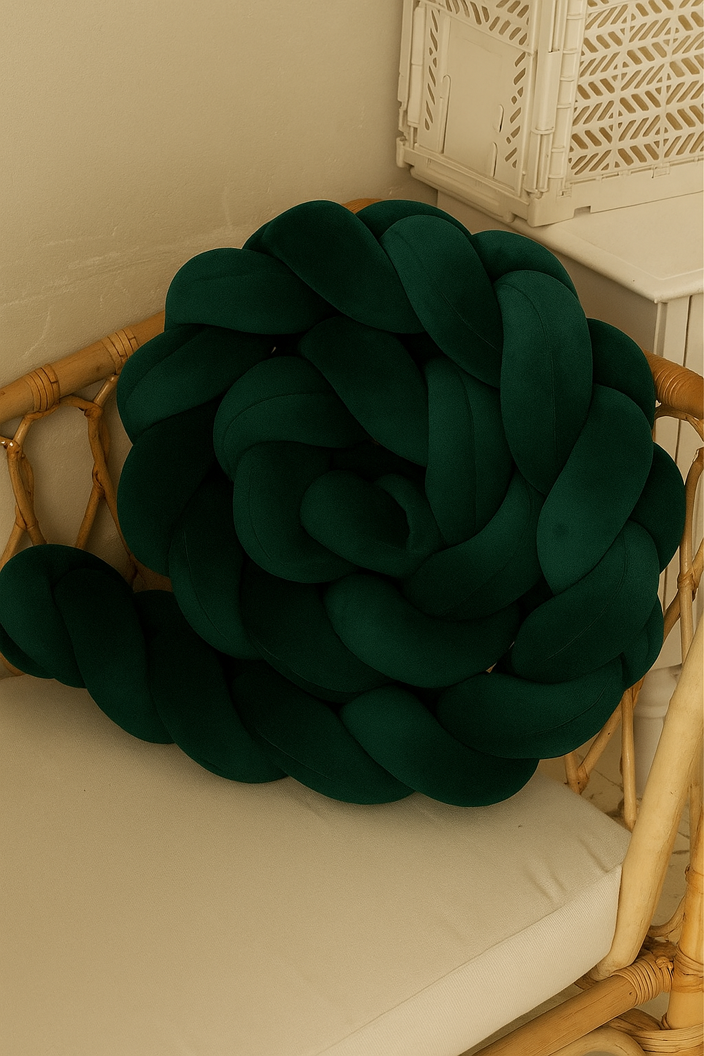 Classic Velour Braided Bed Cushion – Dark Green (120–400cm) | Nursery ...