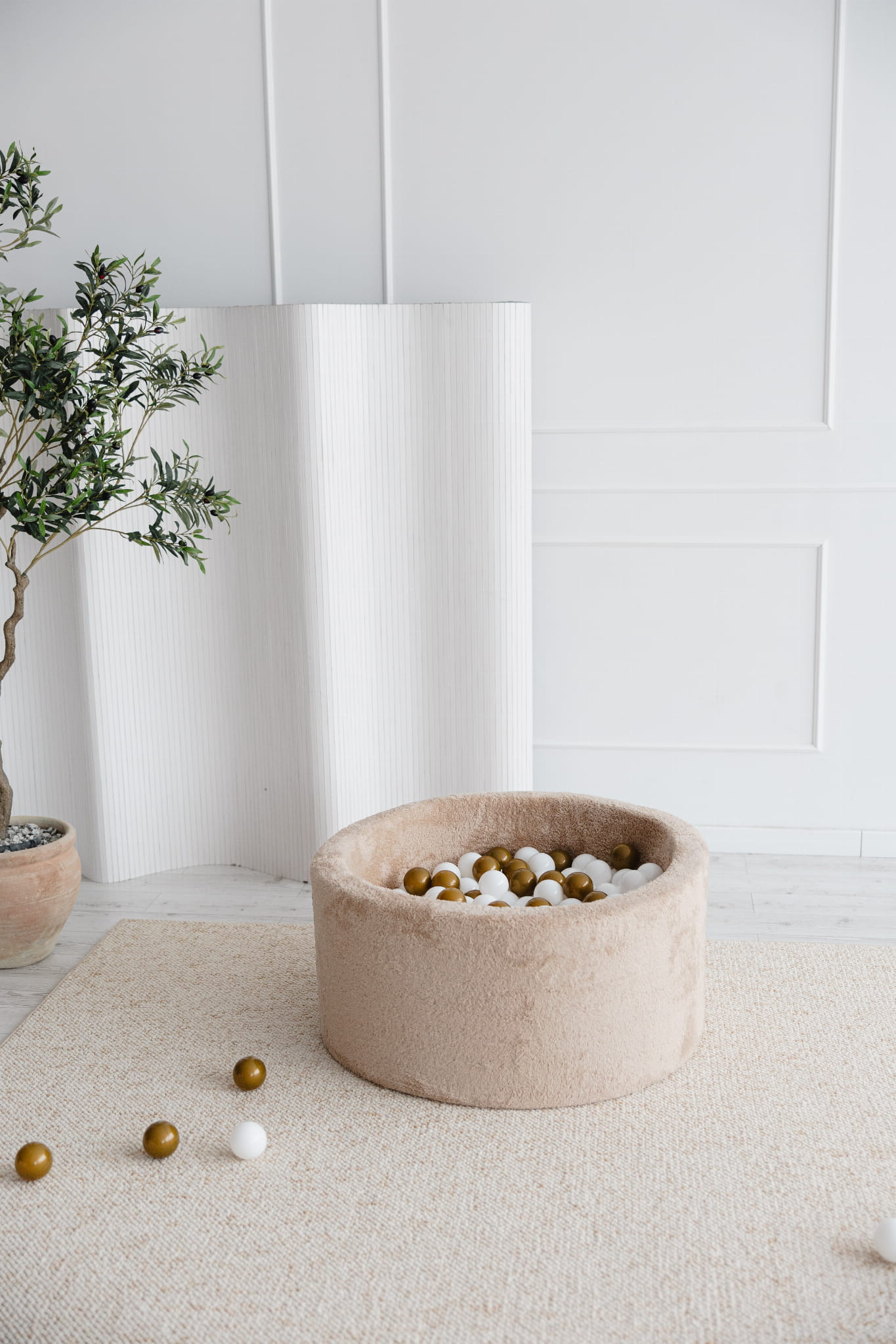 Premium Plush Play Ball Pit - Beige | The Baby Den