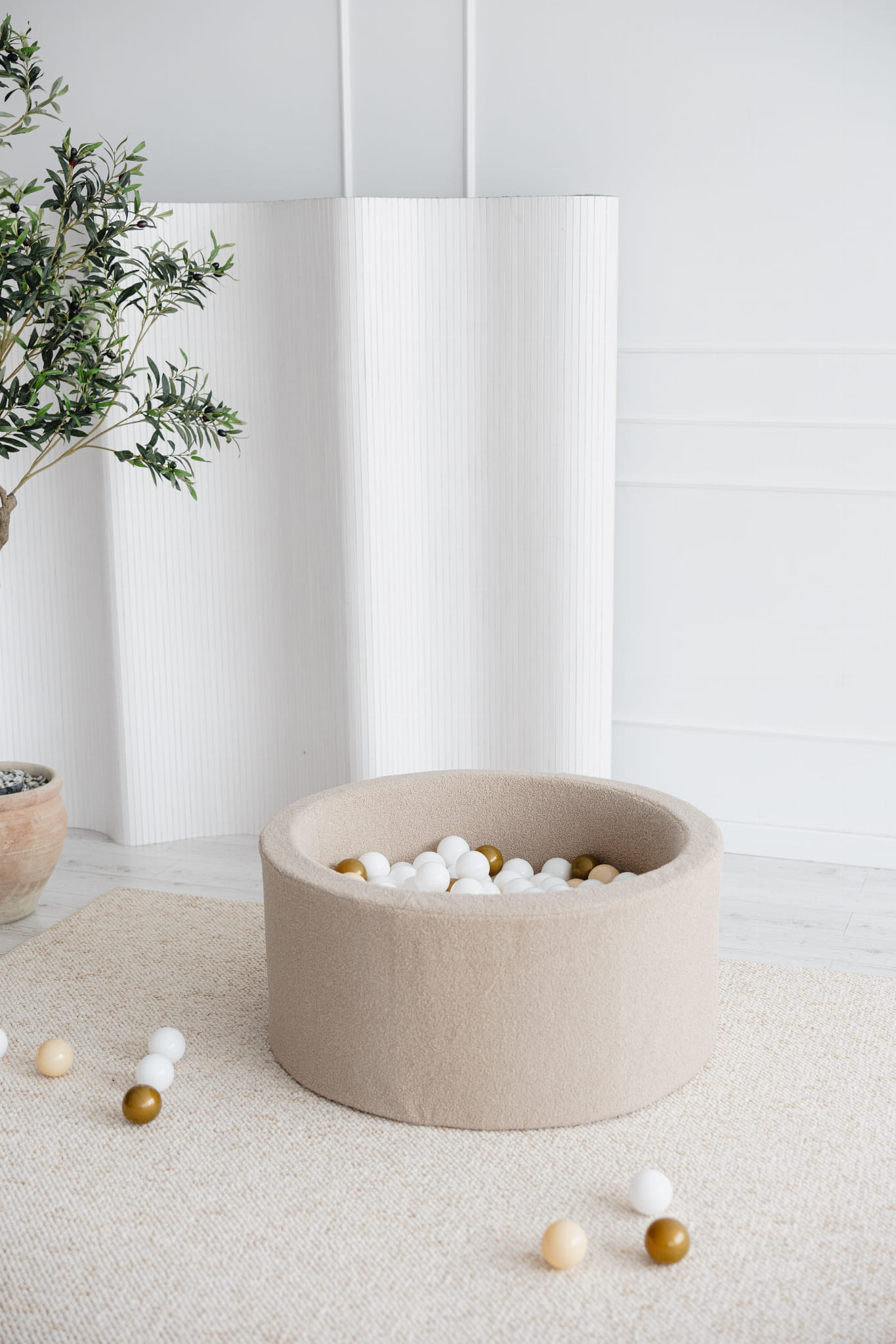 Premium Bouclé Play Ball Pit - Beige | The Baby Den