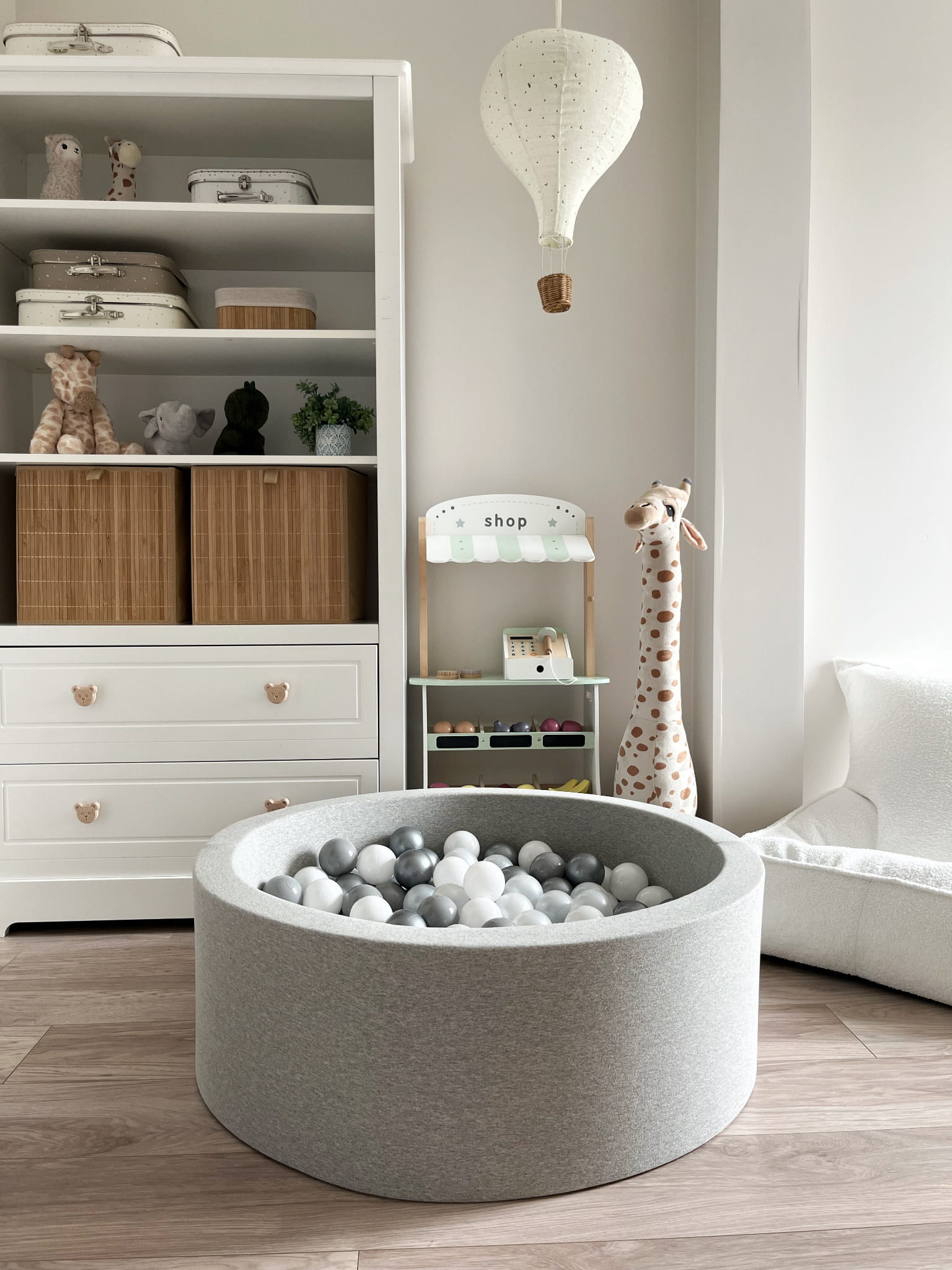 Premium Cotton Play Ball Pit - Light Grey | The Baby Den