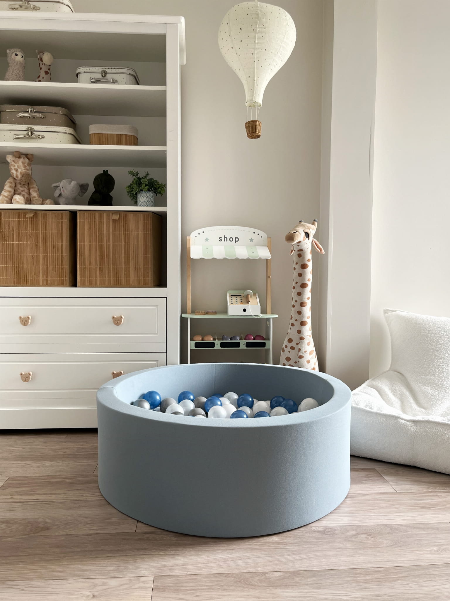 Premium Cotton Play Ball Pit - Sky Blue | The Baby Den