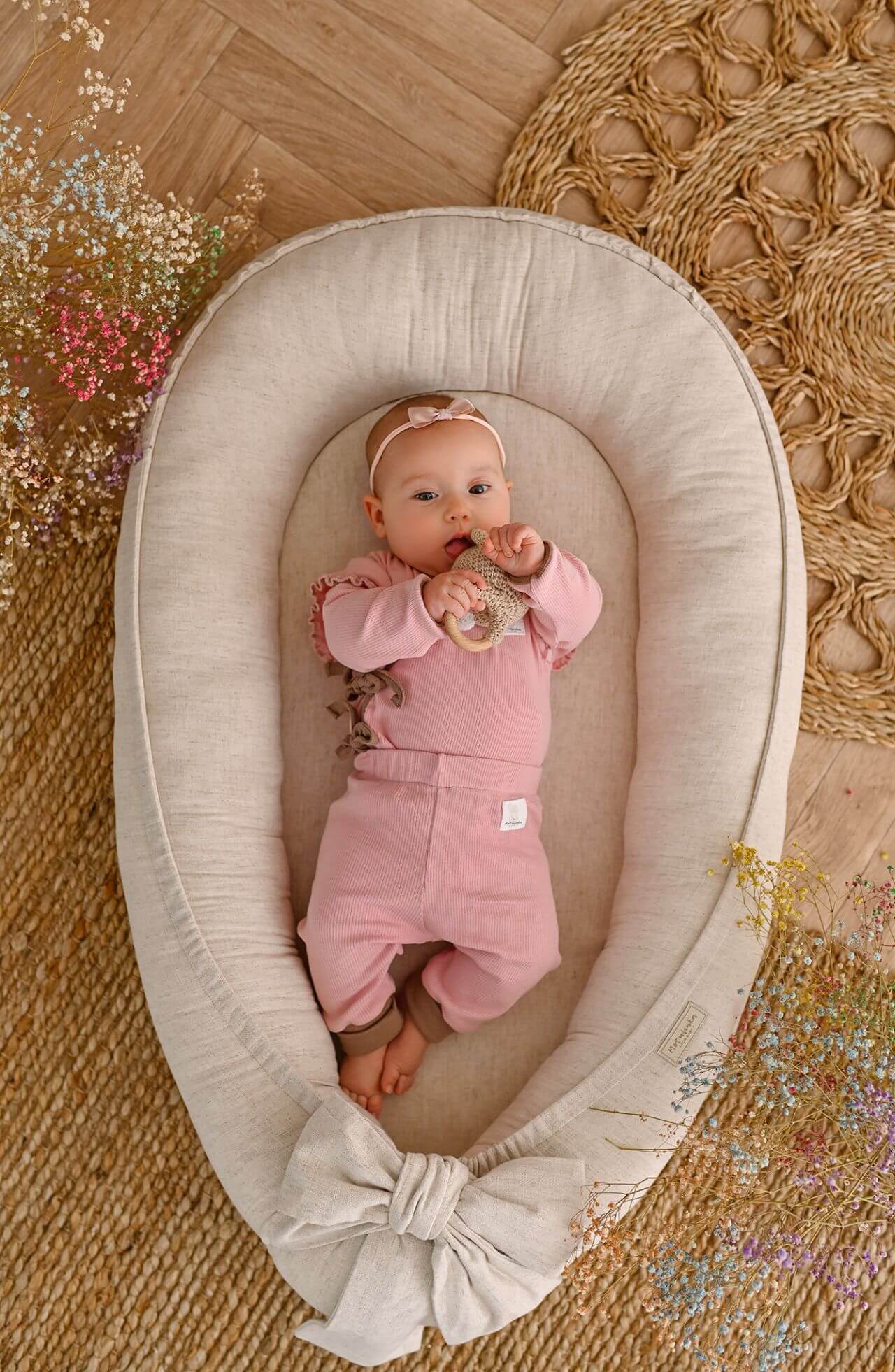 Soft Linen Baby Nest – Soft & Breathable Baby Nest - Natural | The Baby Den